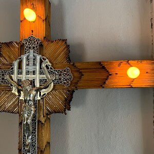 Vtg Folk Art 1960s 26” Matchstick Crucifix Lamp Cross - Etsy