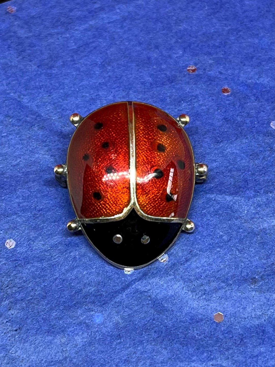 David Andersen Ladybug Brooch Sterling Silver Ladybird Red and Black ...