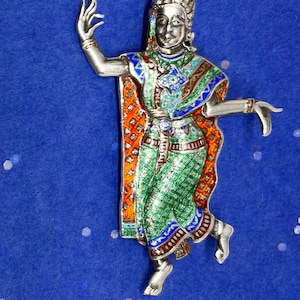 Vtg Siam Sterling Enamel Temple Dancer Brooch - Etsy