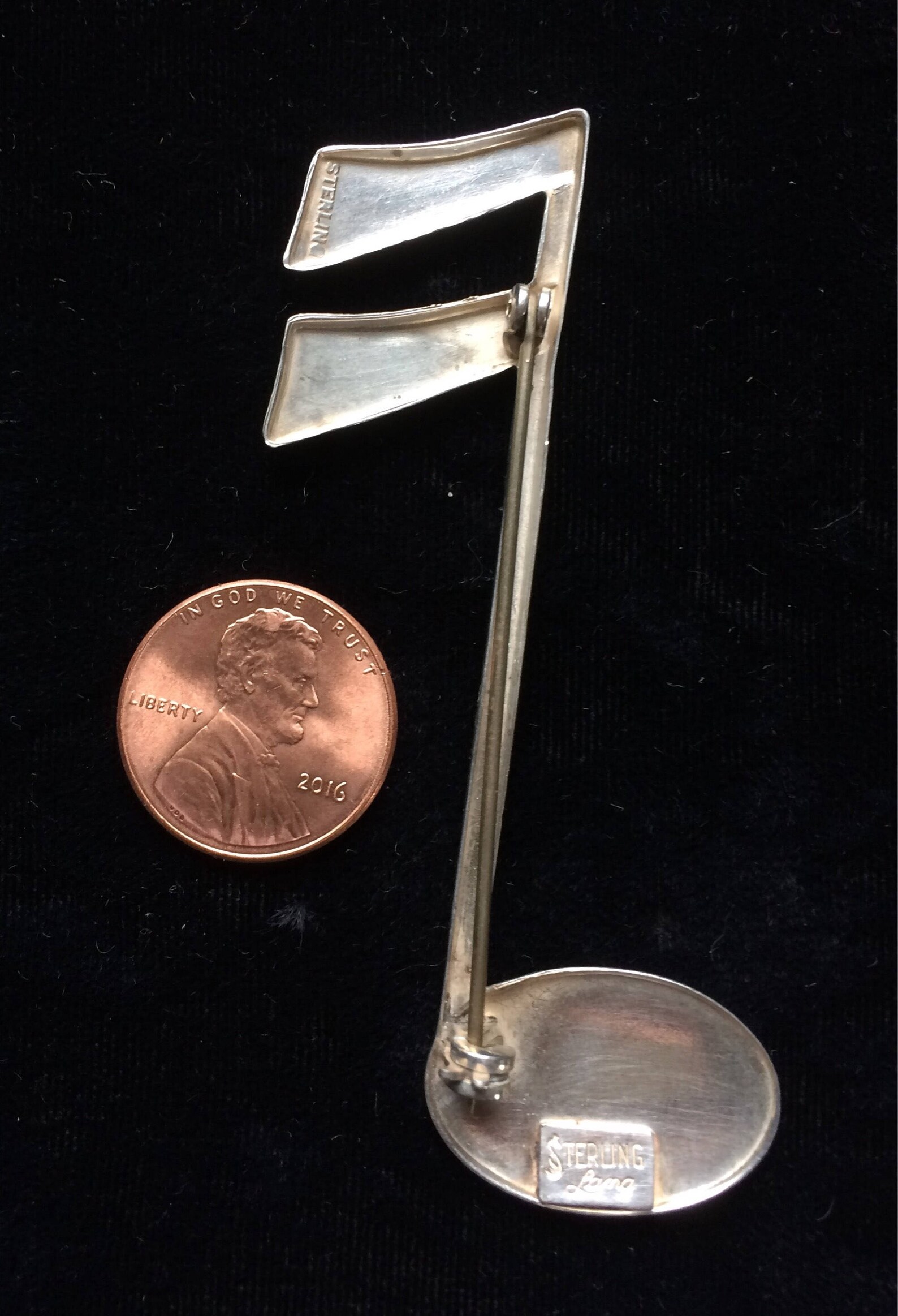 Sterling Silver Sixteenth Music Note Brooch and Earrings Lang - Etsy