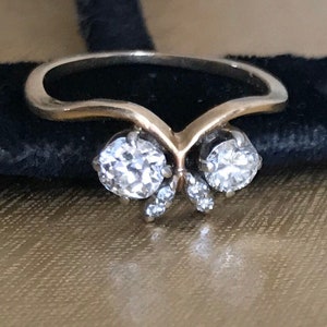 Unusual Vtg Estate Double Diamond Ring in 14 Karat Gold - Etsy