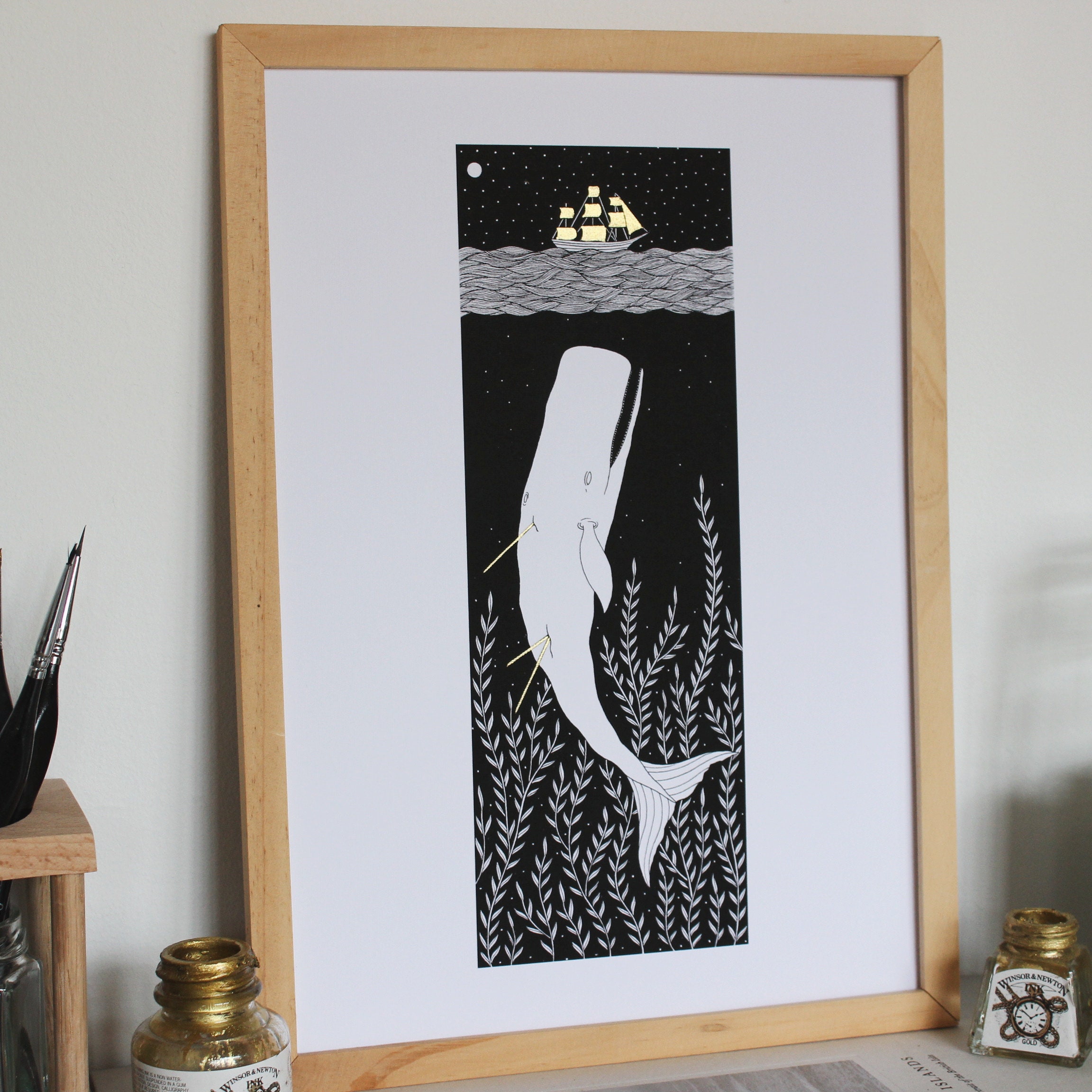 MOBY DICK PRINT A4 Print A3 art Print Booklover Gifts | Etsy