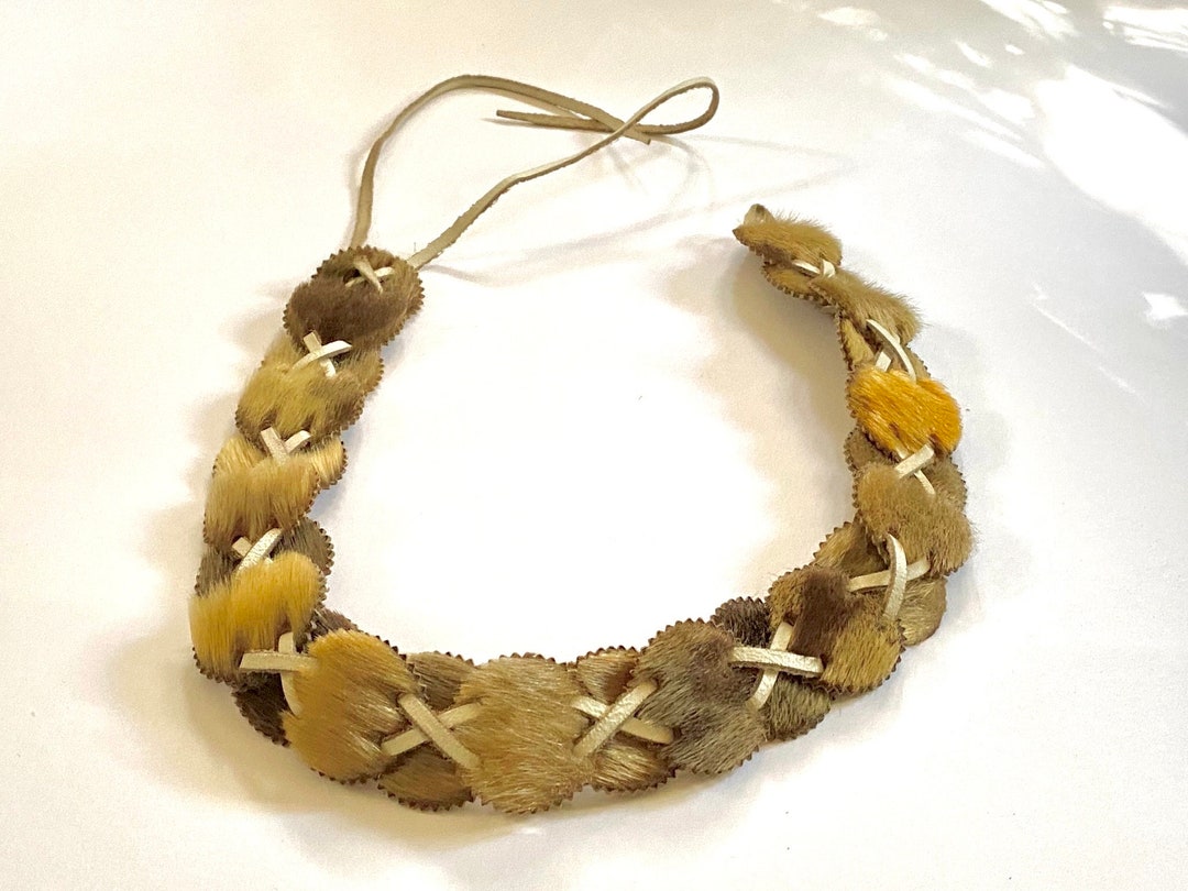 Vintage Pelt Fur & Leather Belt | Indigenous Animal Deer Link ...