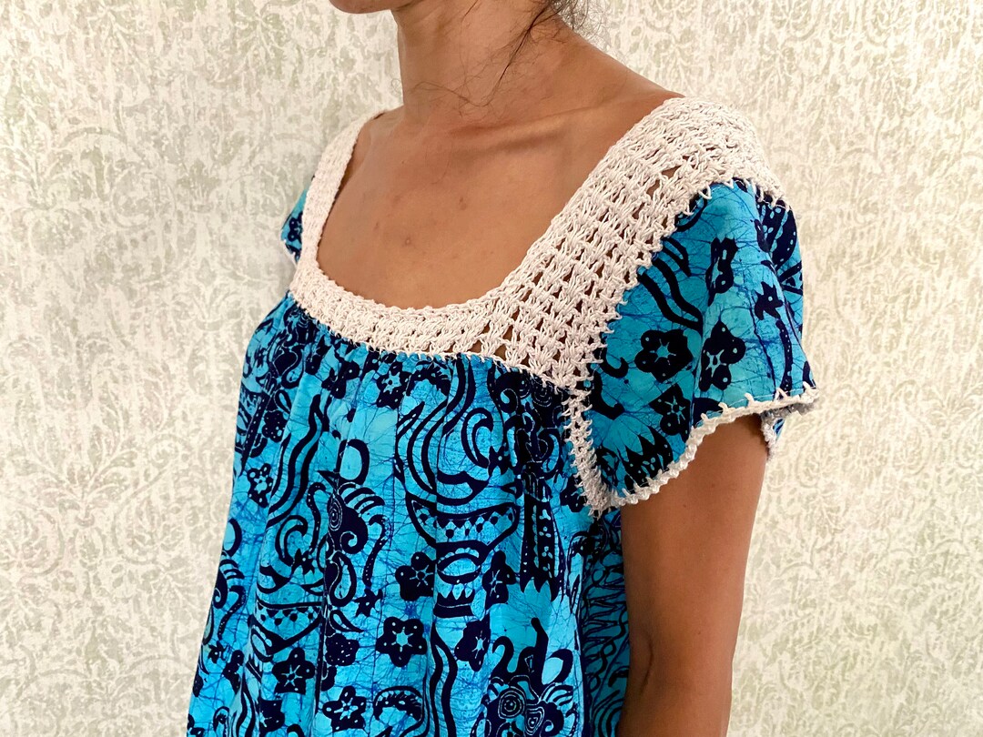 Vintage Crochet Batik Dress Vtg Tent Dress Mumu Beach Vibes - Etsy