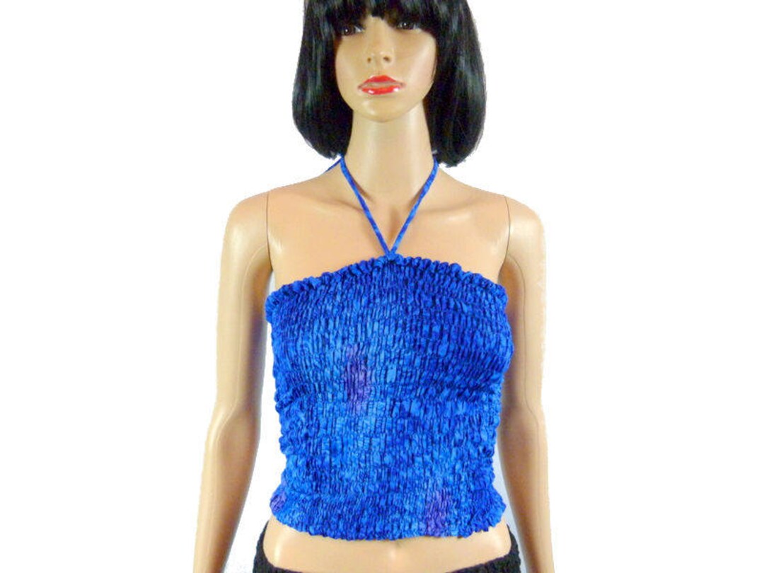 Vintage Tube Top Vtg Halter 80s Crop Top Beach Cover Terivoile Tie Dye Clothing Sleeveless ...