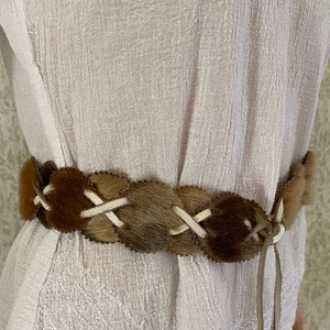Vintage Pelt Fur & Leather Belt Indigenous Animal Deer Link Adjustable ...