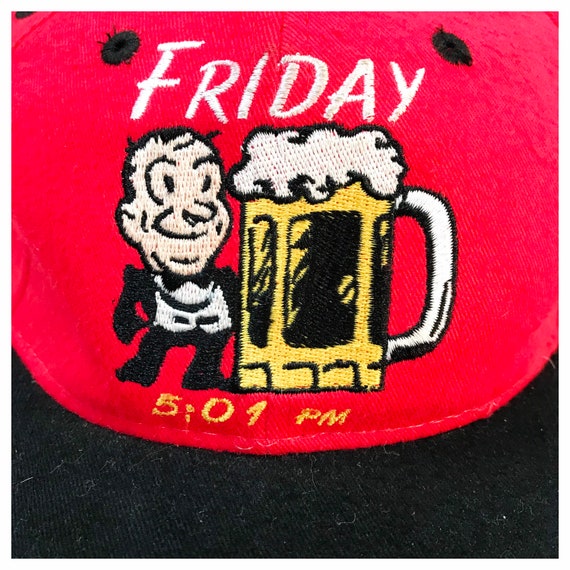 Vintage Friday Drinking Hat | Red Happy Hour Novelty … - Gem
