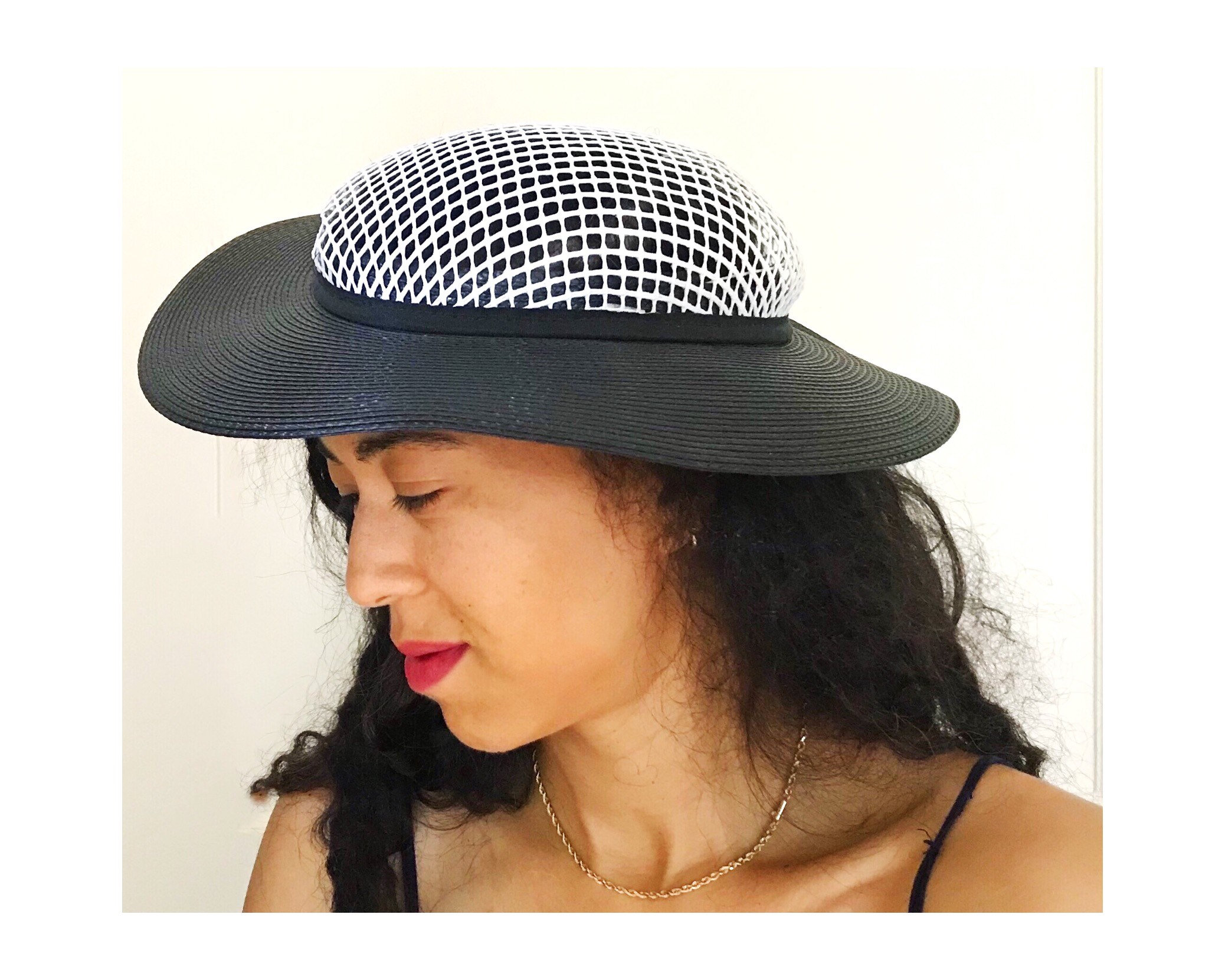 Vintage Cartwheel Hat Halo Woven Mesh Statement Hat Wide Brim | Etsy