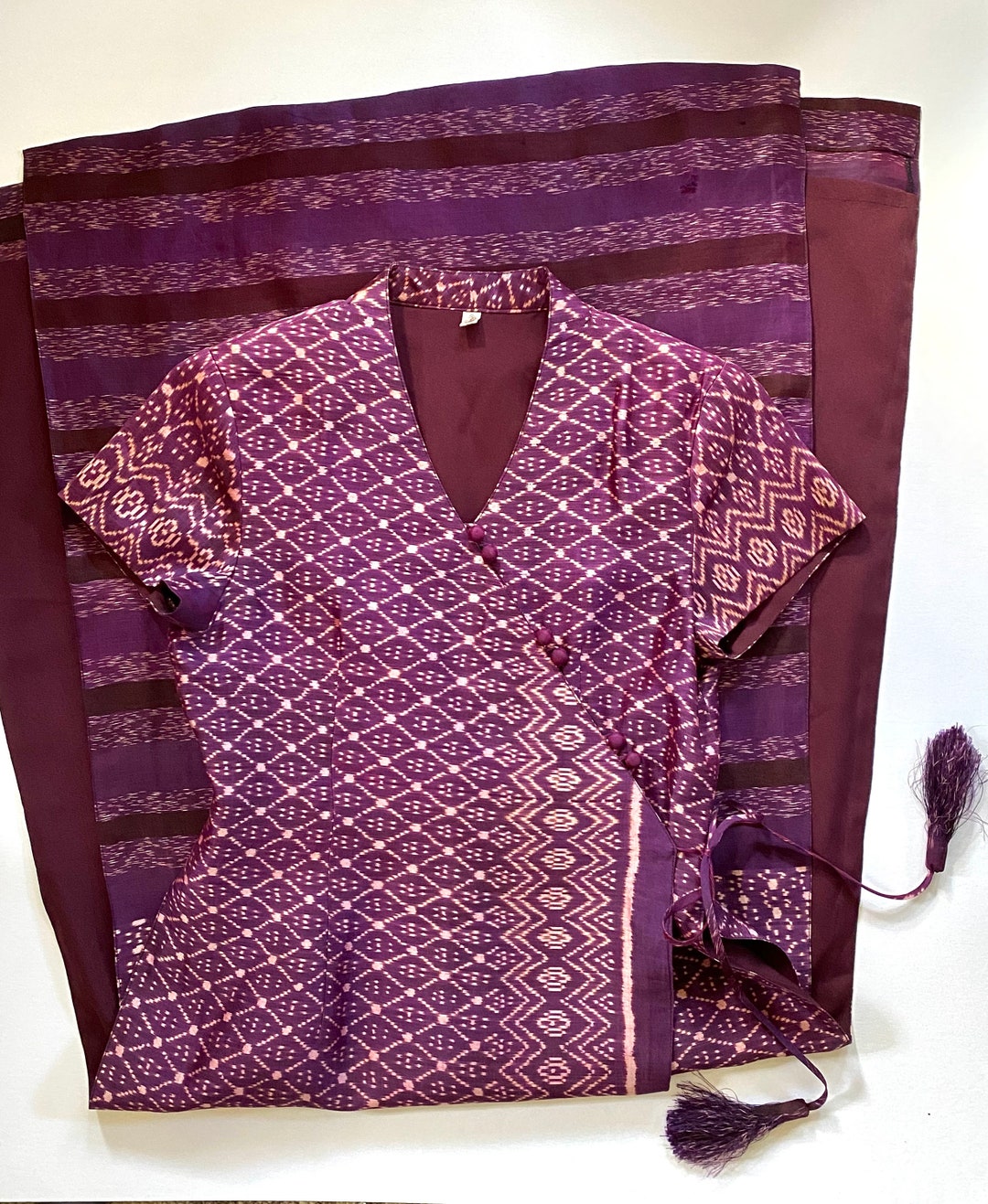 Vintage Maroon Cheongsam Tunic Dress: Asymmetric Silk Kaftan (AS IS) - Etsy