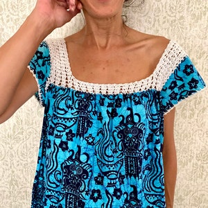 Vintage Crochet Batik Dress Vtg Tent Dress Mumu Beach Vibes - Etsy