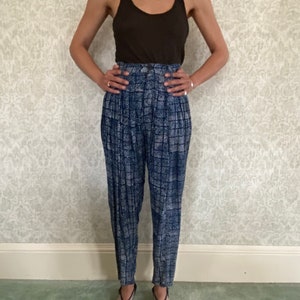Vintage Indigo Dye Trousers | Batik High Waisted Pants | 80s 90s ...