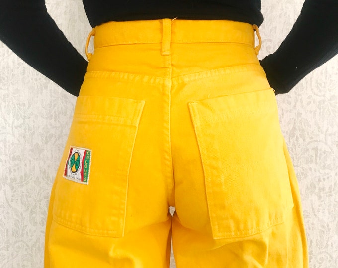 CROSS COLOURS Jeans Rare Vintage Yellow Denim Afrocentric Clothing 27 ...