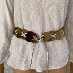 Vintage Pelt Fur & Leather Belt Indigenous Animal Deer Link Adjustable ...