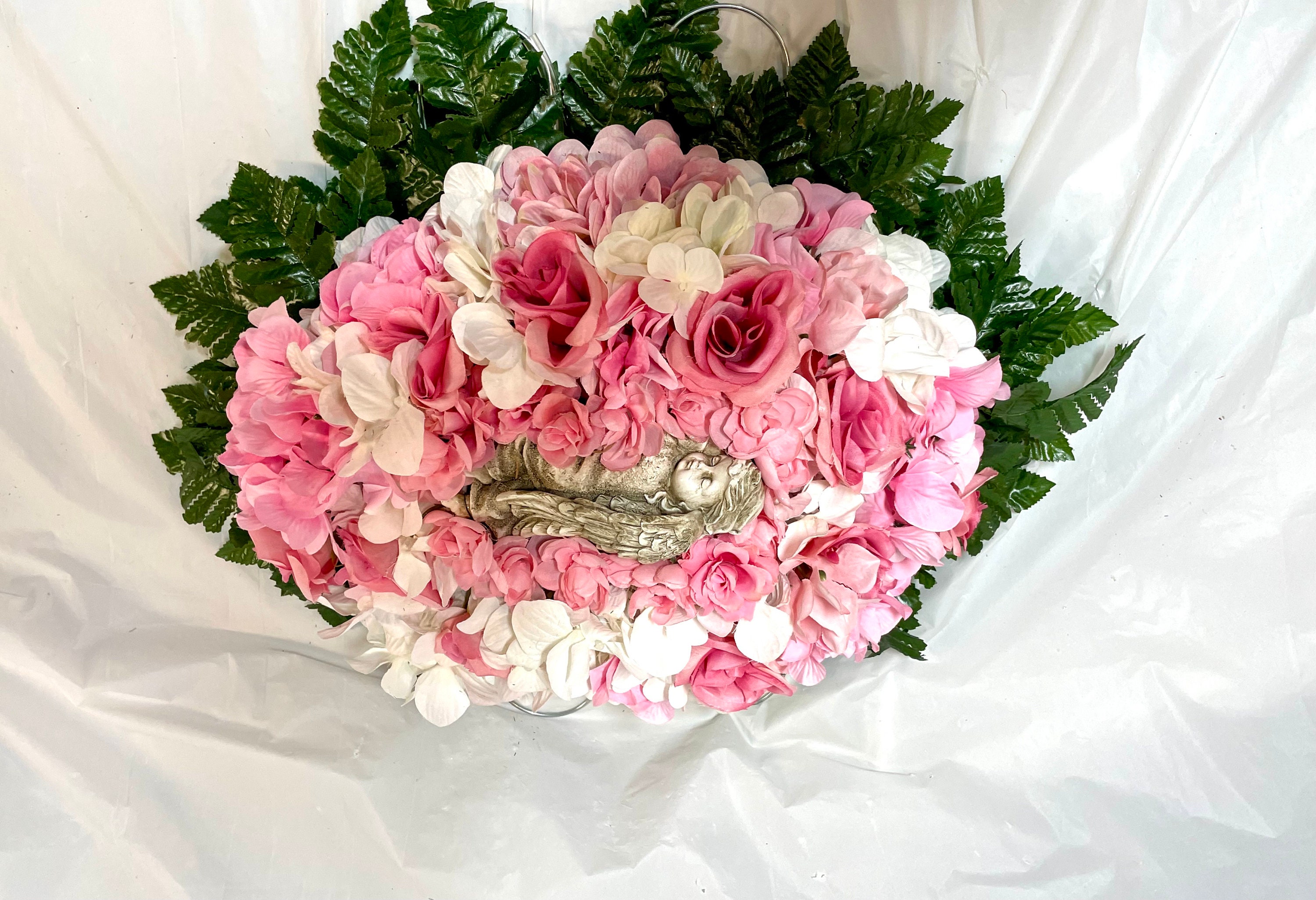 Headstone Saddle Childs Grave. Infants Grave. Pink Roses Around a ...