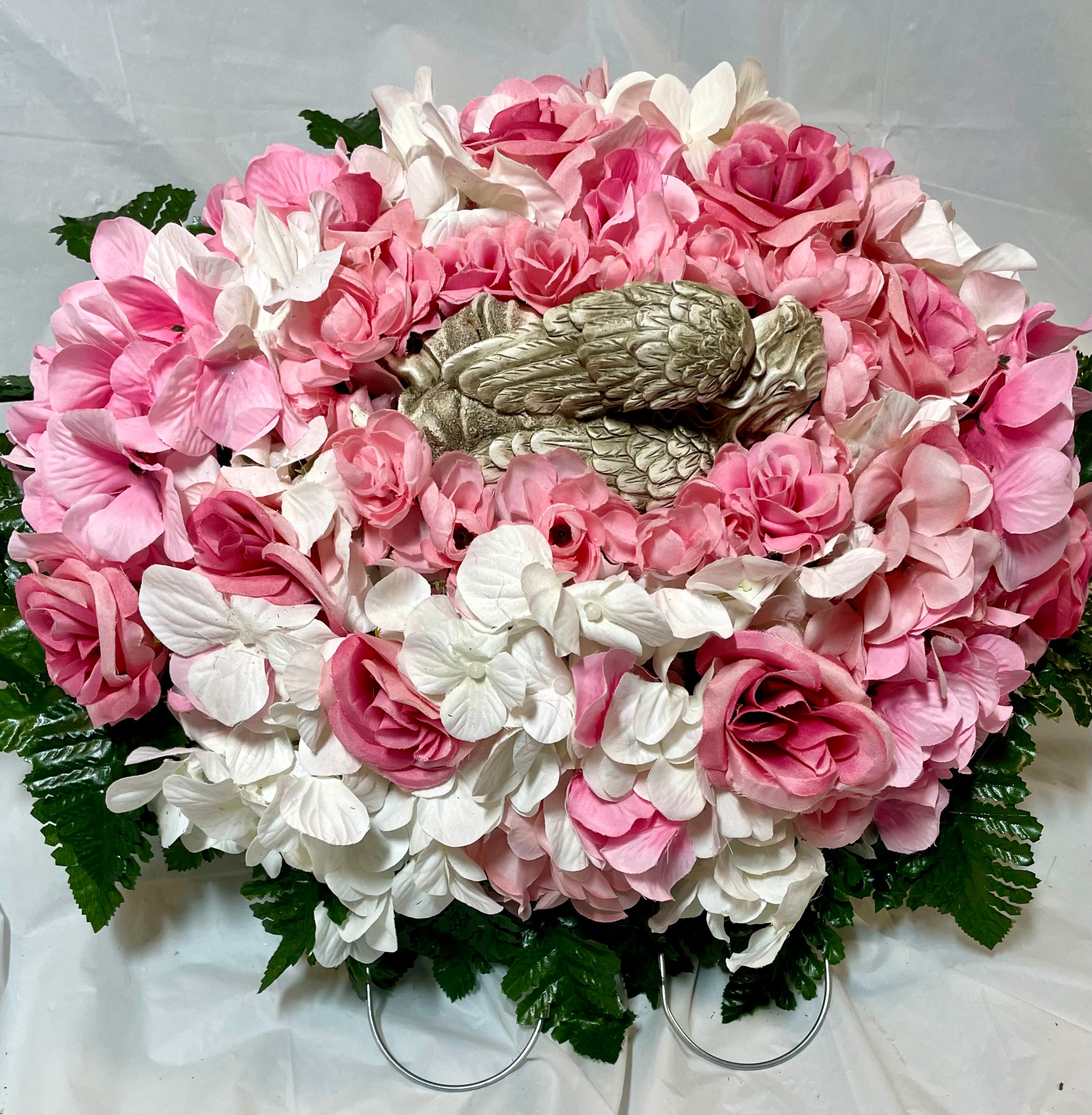 Headstone Saddle Childs Grave. Infants Grave. Pink Roses Around a ...