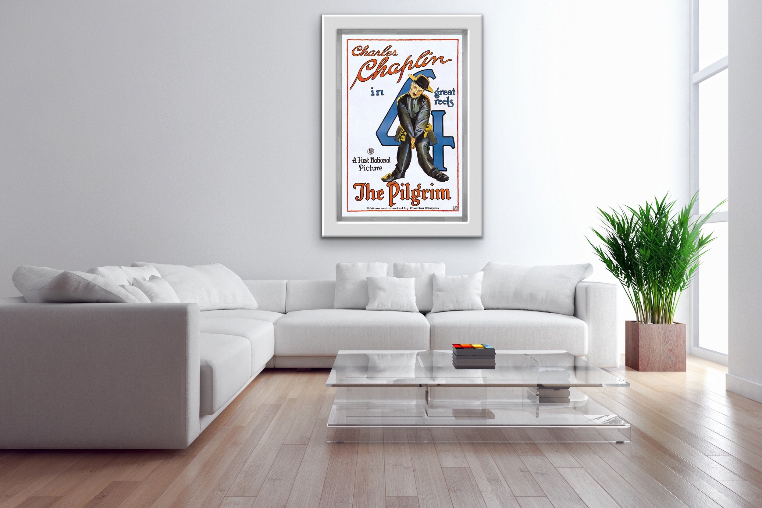 Charlie Chaplin the Pilgrim 1921 Silent Film Poster, Old Printable ...