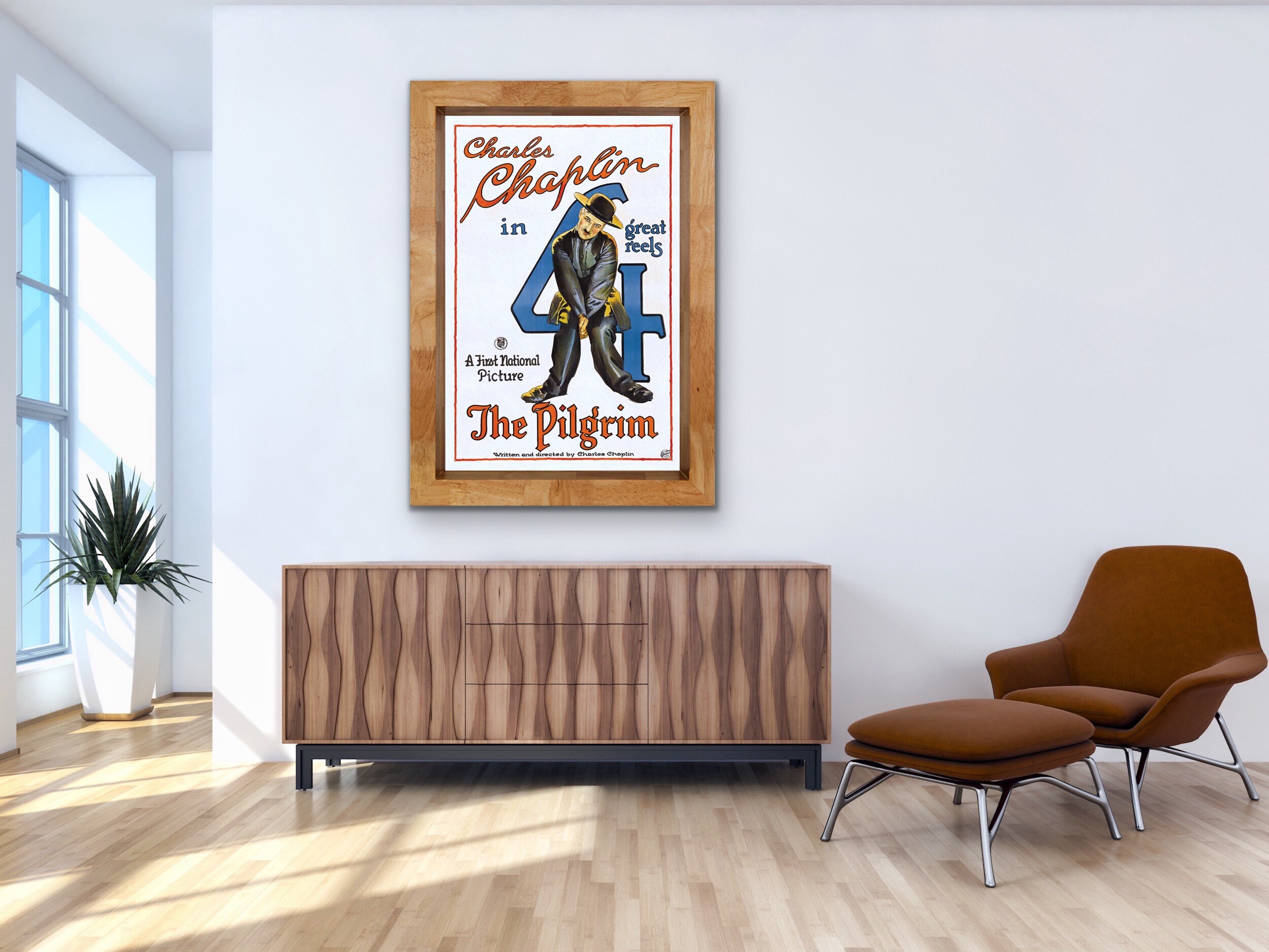 Charlie Chaplin the Pilgrim 1921 Silent Film Poster, Old Printable ...