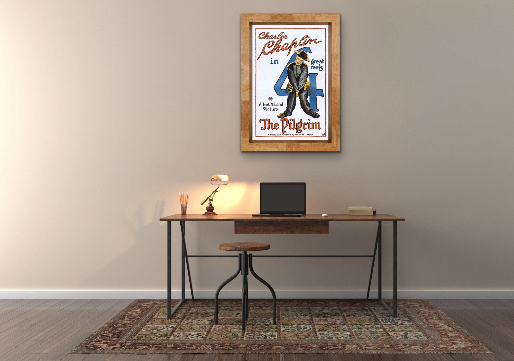 Charlie Chaplin the Pilgrim 1921 Silent Film Poster, Old Printable ...