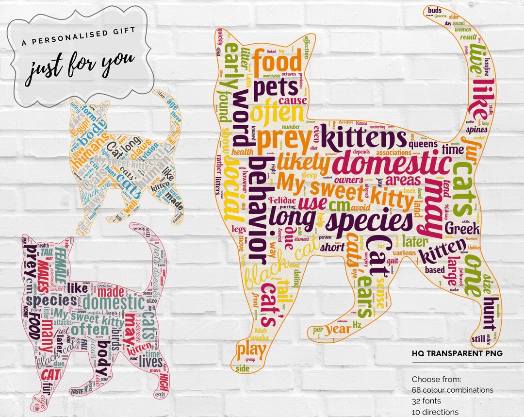 Personalized Pussy Cat Word Art, Transparent Background PNG File ...
