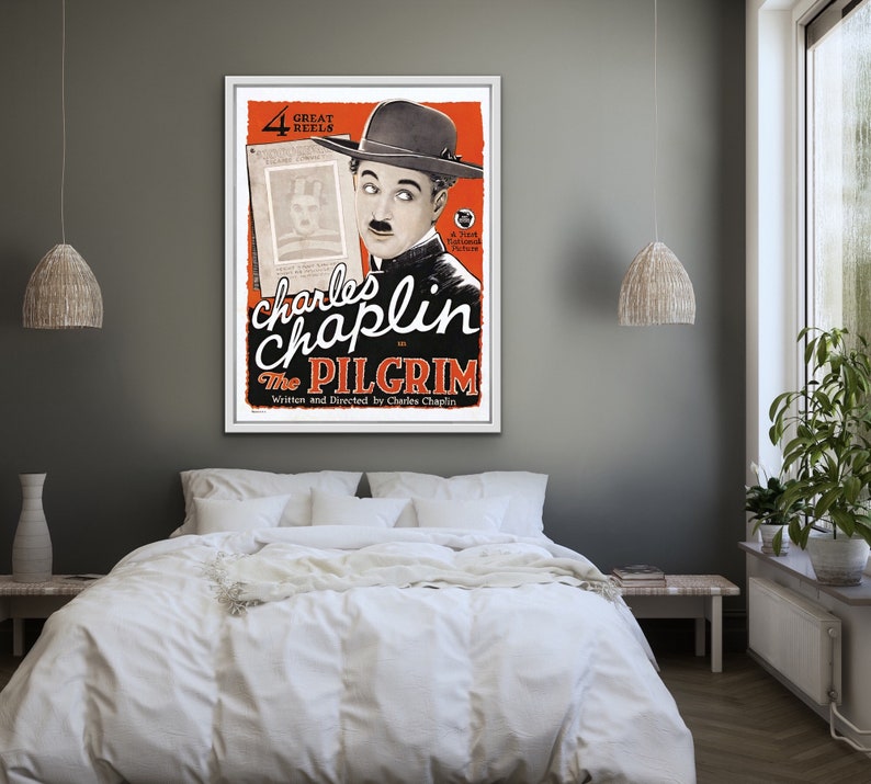 Charles Chaplin the Pilgrim 1921 Silent Film Poster, Old Printable ...