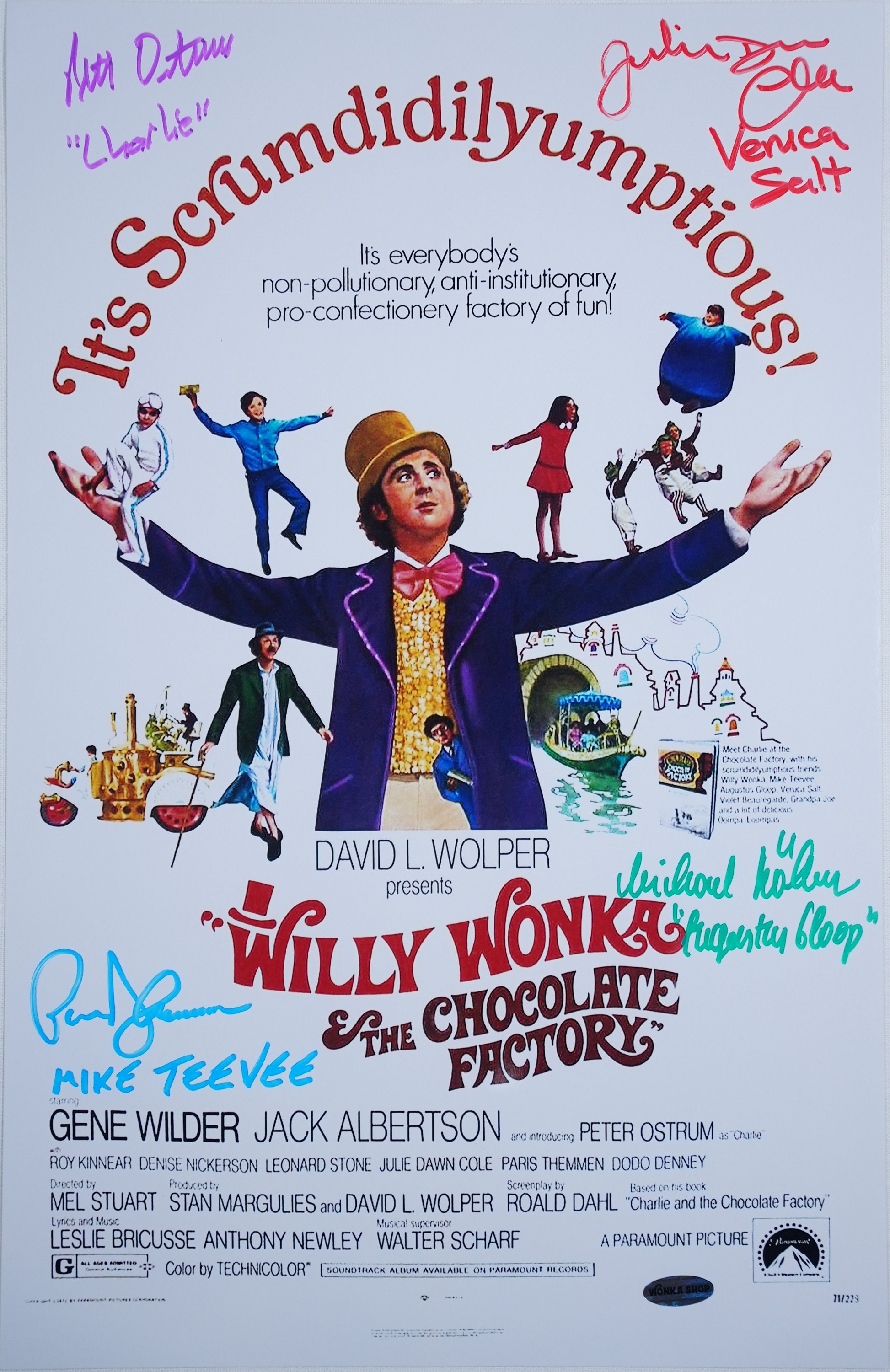 WILLY WONKA POSTER Autographed 11 X 17 Signed by Four Bonuses I Played ...