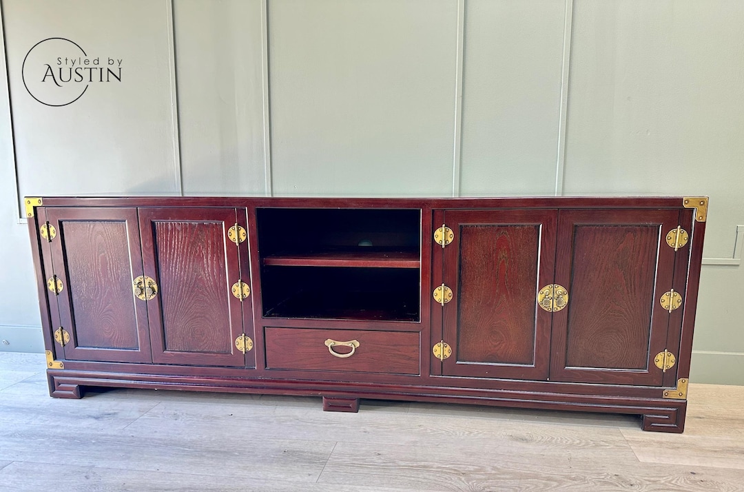 CUSTOMIZABLE Low Asian Inspired Console/ TV Stand *custom Lacquer ...