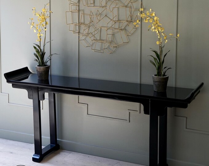 Black Lacquered Pagoda Style Console Table - Etsy