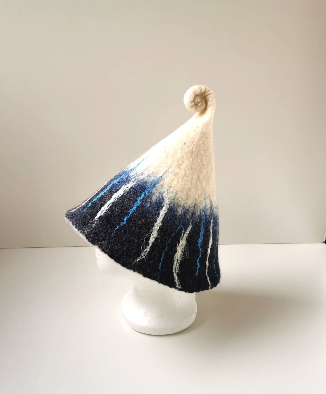 Felted Sauna Hat Wool Sauna Hat Sauna Cap White Blue Sauna - Etsy