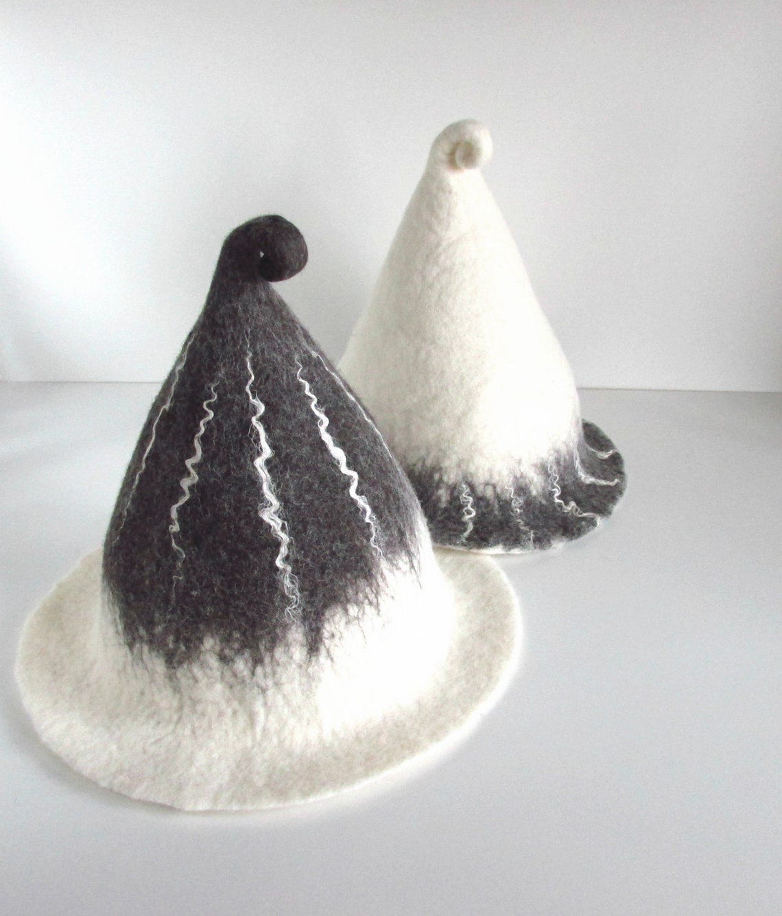 Handmade Felted Wool Sauna Hat Set: White & Brown - Etsy