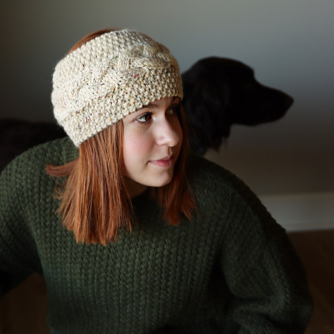 Wheat Bulky Knitted Cabled Wool Acrylic Headband Ear Warmers Etsy