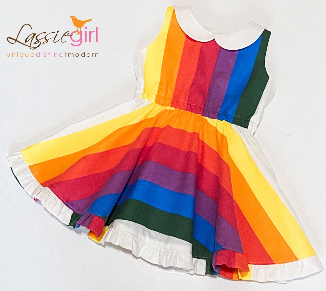 Girls Vintage Rainbow Mini Dress rainbow Dress toddler Girl - Etsy