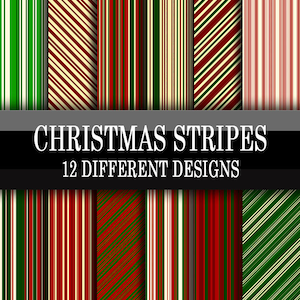 Scrapbook Paper Digital Download Christmas Stripes Red - Etsy