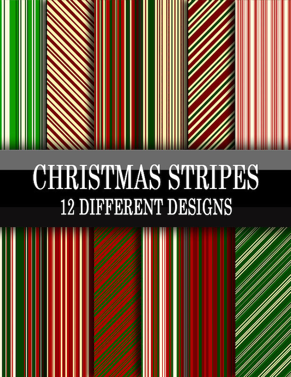 Scrapbook Paper Digital Download Christmas Stripes Red | Etsy