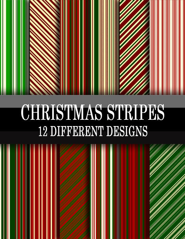 Scrapbook Paper - Digital Download - Christmas Stripes - Red, White ...