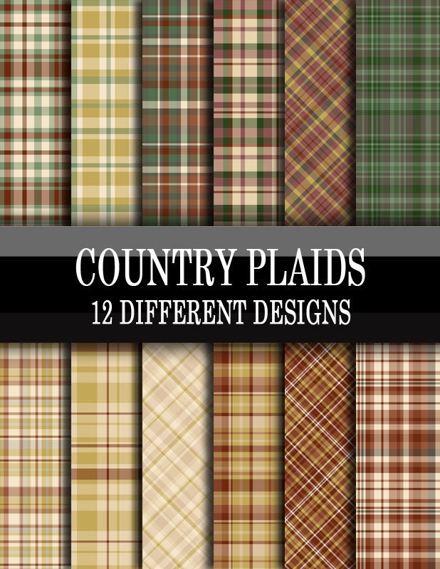 Scrapbook Paper - Digital Download - Country Plaids - Brown, Tan ...