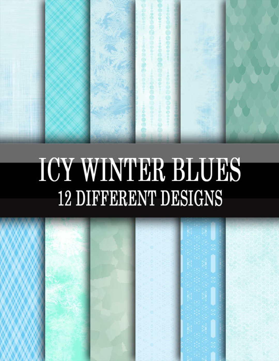 Scrapbook Paper - Digital Download - Icy Ice Blue Christmas Holiday ...