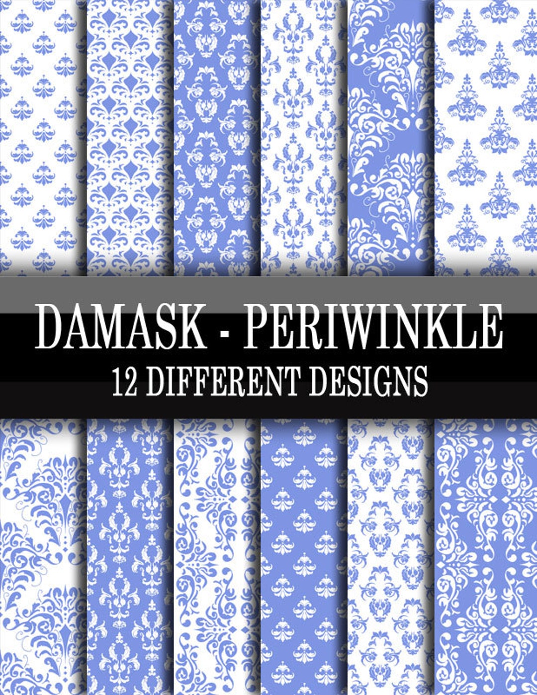 Scrapbooking Paper Basics Damask Patterns Periwinkle 12 Different ...