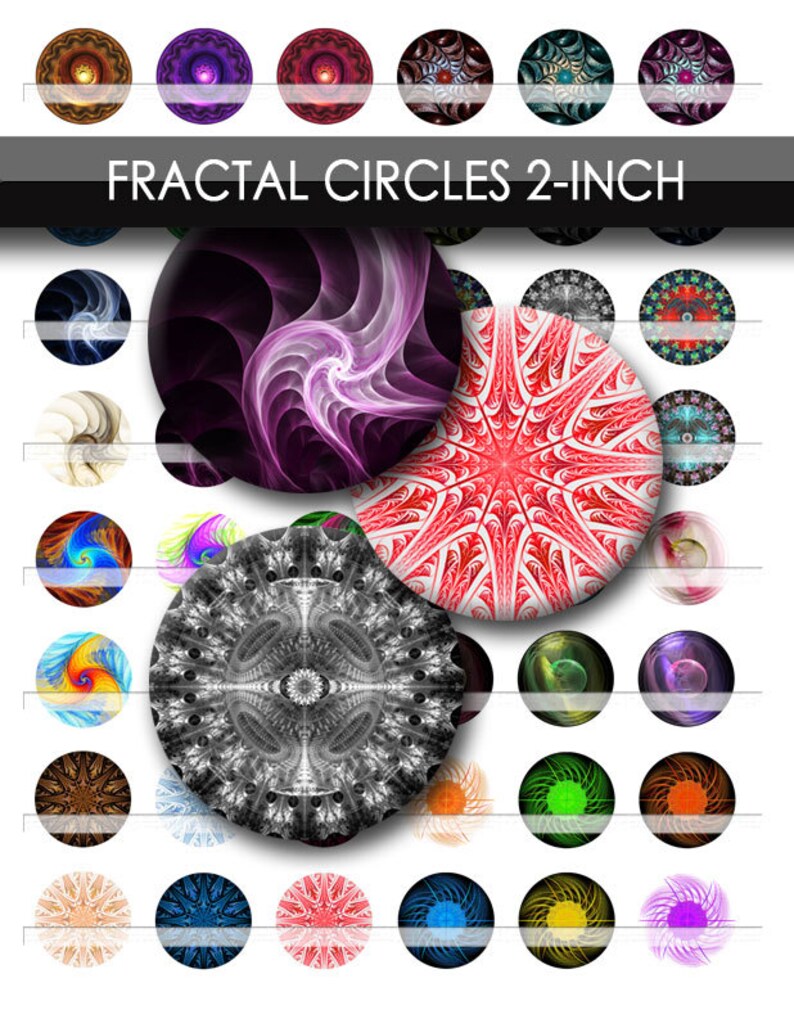 Set of 48 Different Fractal Designs Abstract Art Circles - Digital ...