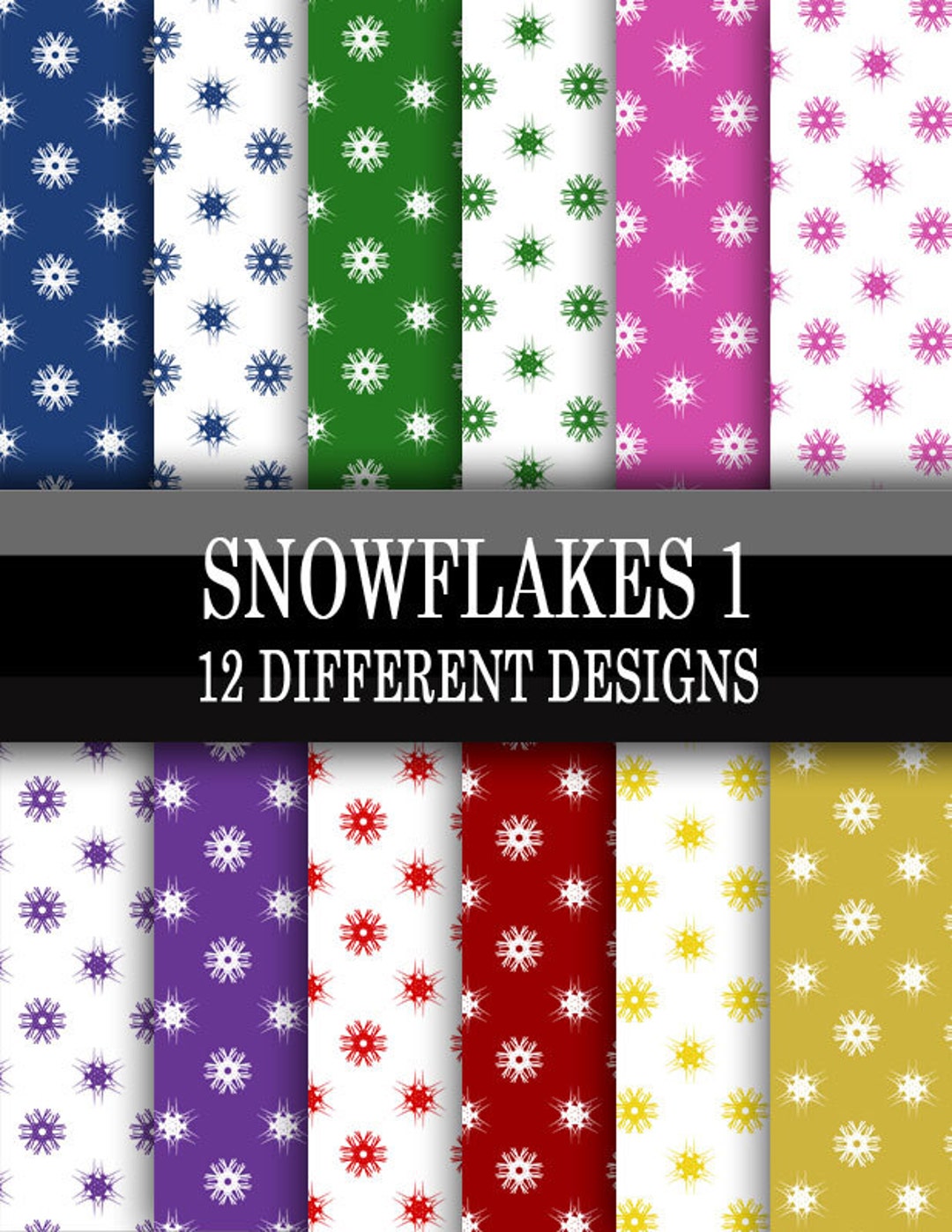 Scrapbook Paper Digital Download Colorful Snowflakes Red, Blue, Green ...
