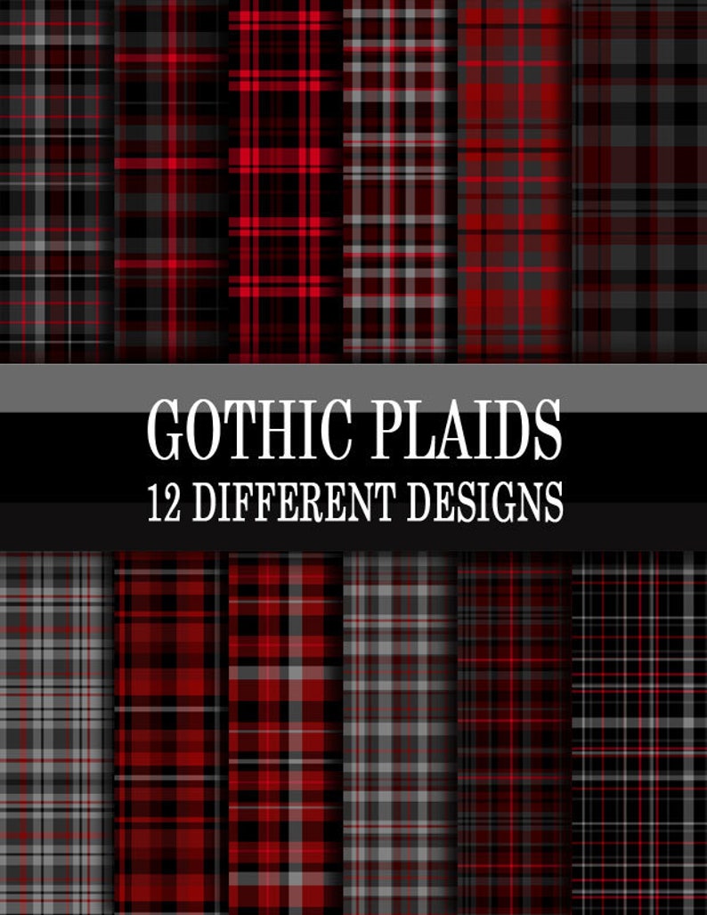 Scrapbook Paper Digital Download Gothic Plaids Red | Etsy