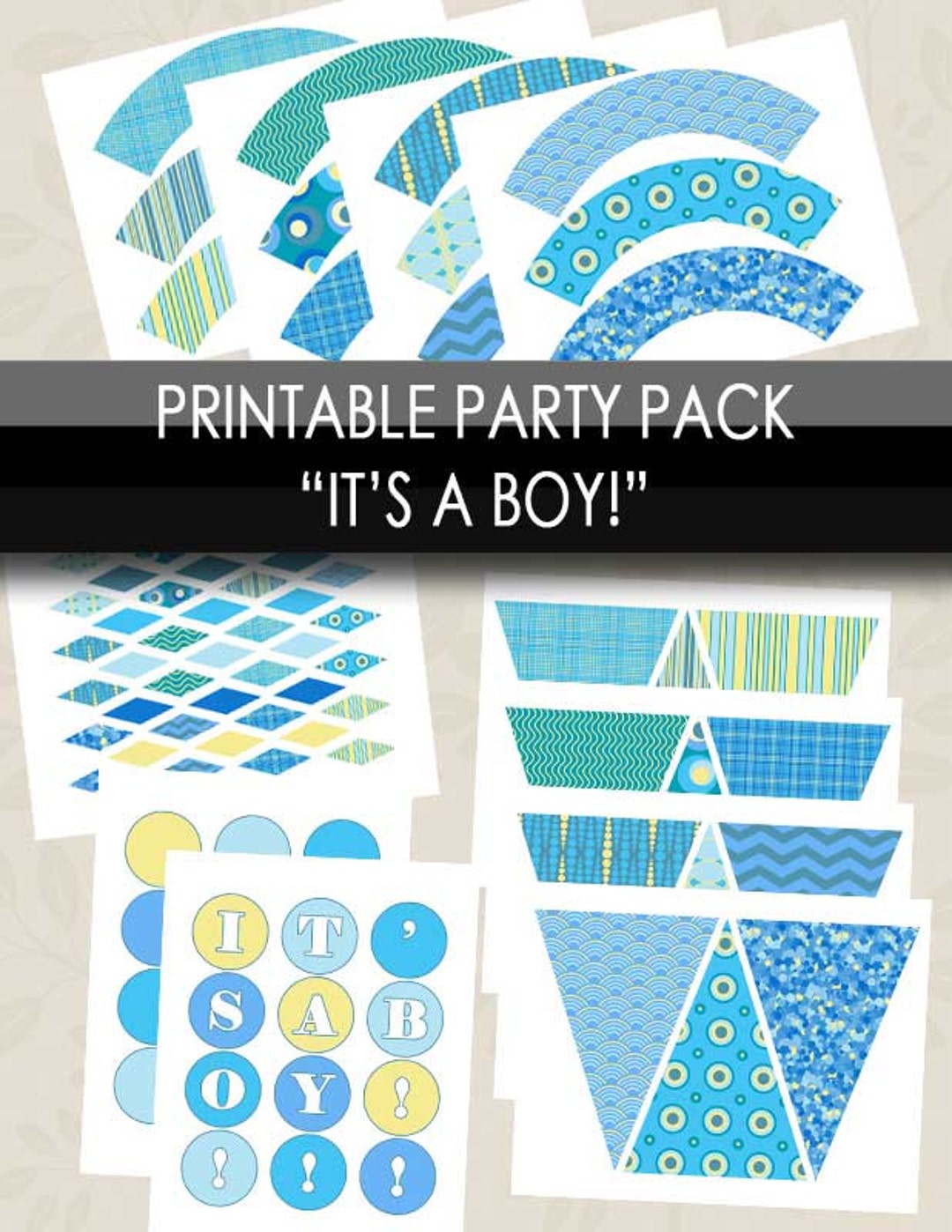 Its A Boy Printable Party Pack Newborn Blues Digital - Etsy