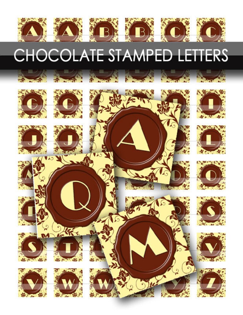 Chocolate Shop Stamped Monogram Letters on Cream & Brown Floral ...