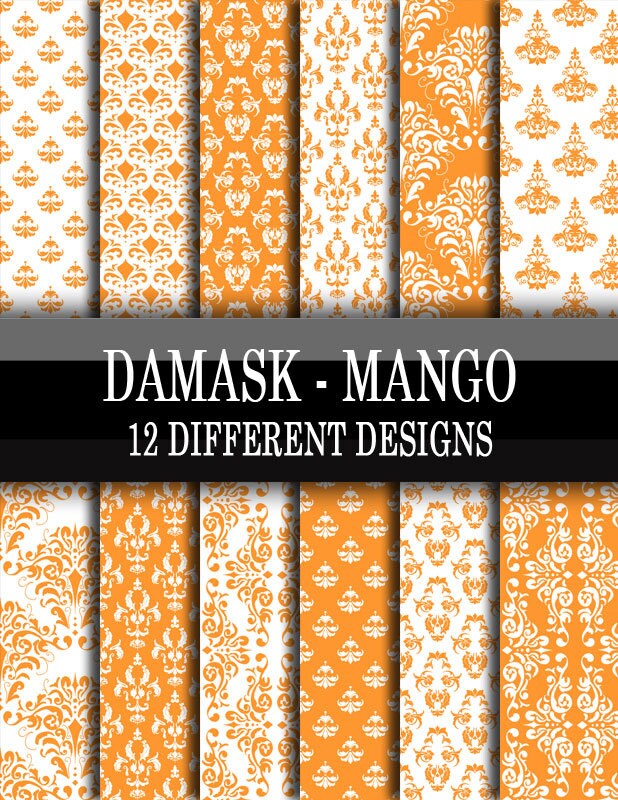 Scrapbooking Paper Basics Damask Patterns Mango 12 - Etsy