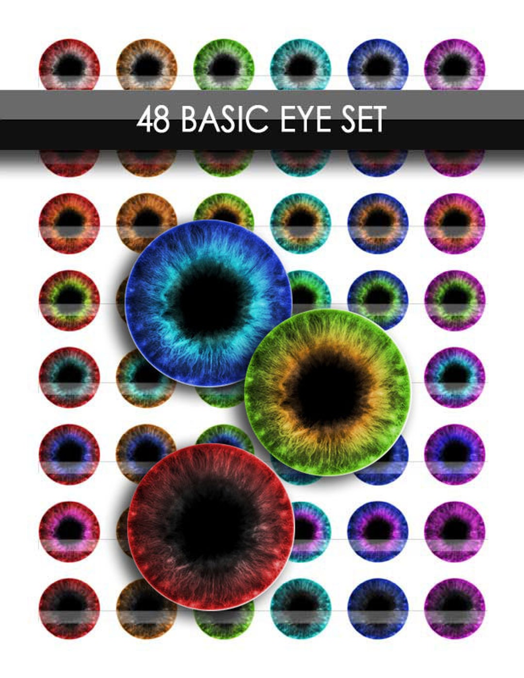 Collage Sheet - Digital Download - Basic Set of 48 Different Human Eye ...