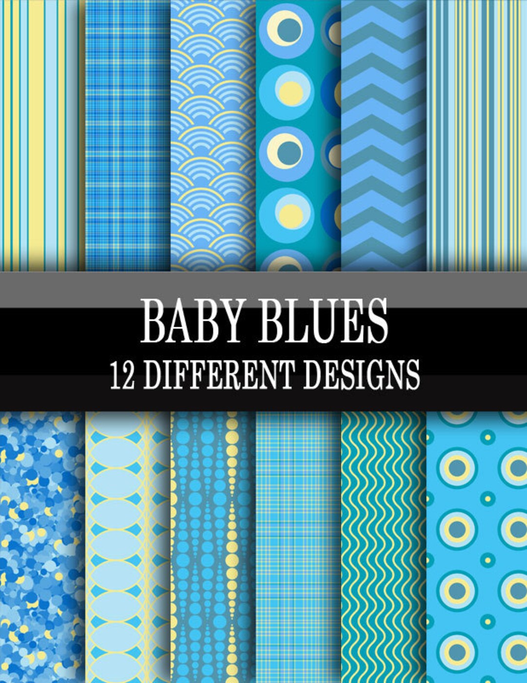 Scrapbook Paper Digital Download Baby Blues 12 Different Baby Blue ...