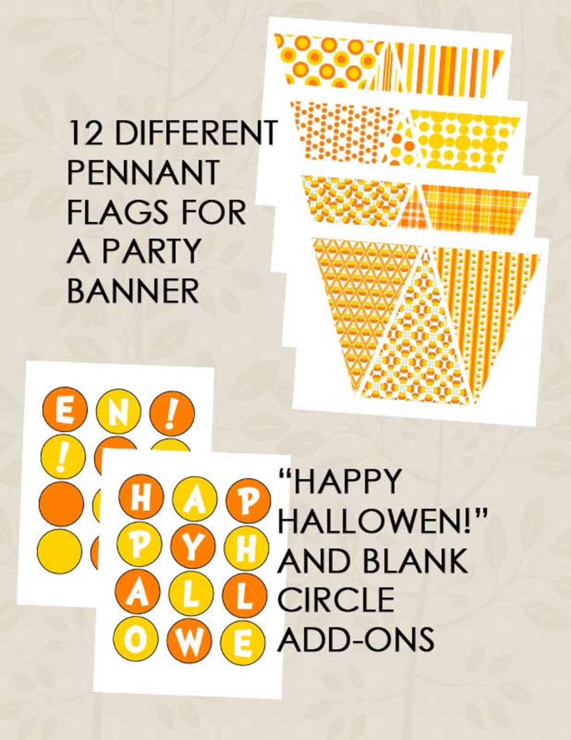 Happy Halloween Printable Party Pack Candy Corn Digital Download DIY ...