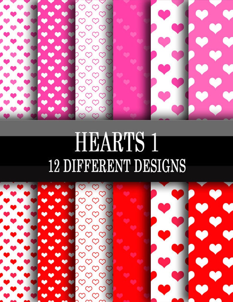 Scrapbook Paper - Digital Download - Valentine Heart Printable ...