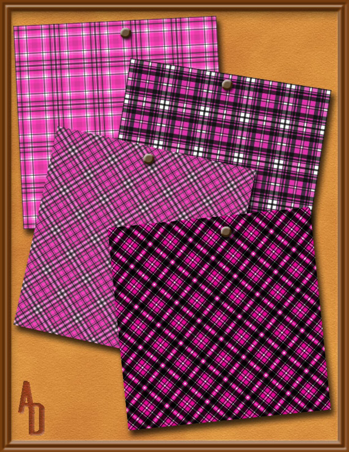 Scrapbook Paper - Digital Download - Punk Pink - Pink, Black, White ...