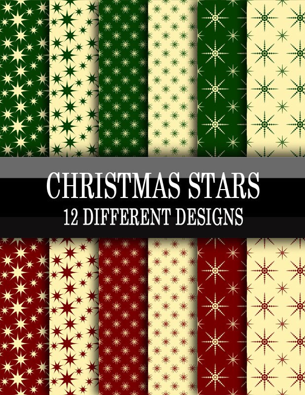 Scrapbook Paper - Digital Download - Christmas Stars Holiday Printable ...