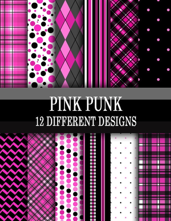 Scrapbook Paper Digital Download Punk Pink Pink Black | Etsy
